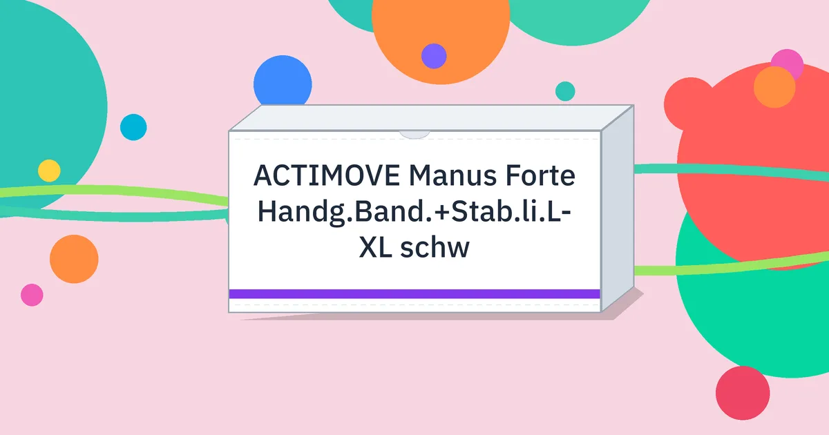 Symbolbild: Packung mit der Aufschrift ACTIMOVE Manus Forte Handg.Band.+Stab.li.L-XL schw (PZN 17947488) – Verfügbarkeit und Bezug in Apotheken in Frankfurt am Main
