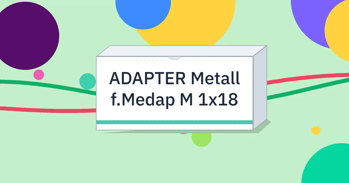 Symbolbild: Packung mit der Aufschrift ADAPTER Metall f.Medap M 1x18 (PZN 03319452) – Verfügbarkeit und Bezug in Apotheken in Frankfurt am Main