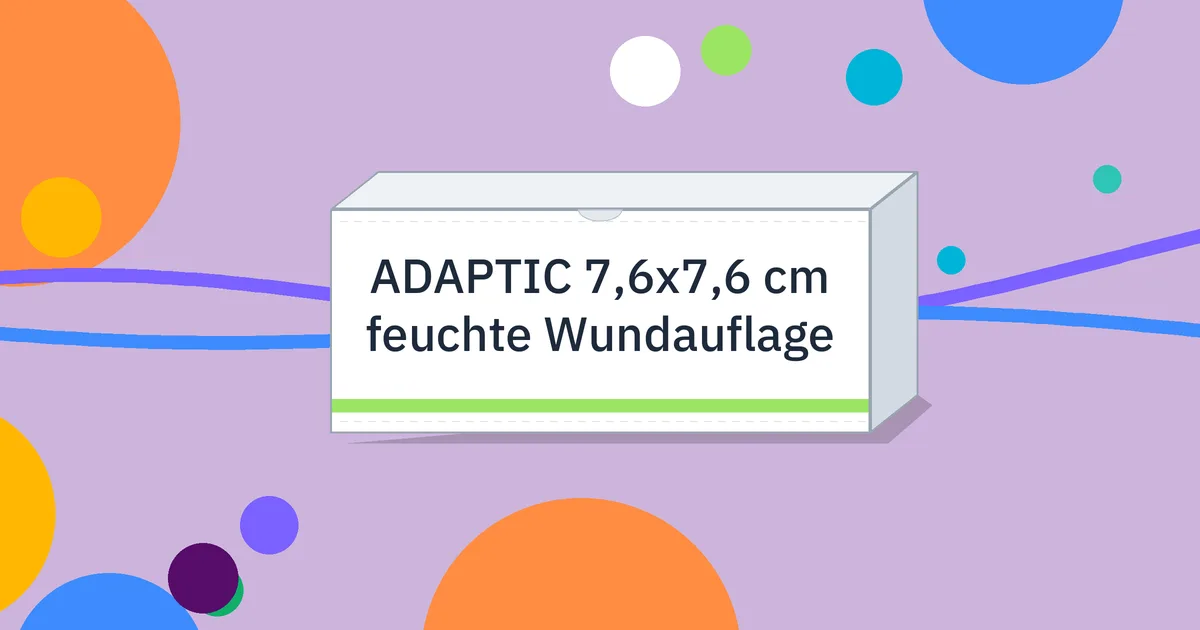 Symbolbild: Packung mit der Aufschrift ADAPTIC 7,6x7,6 cm feuchte Wundauflage (PZN 16628574) – Verfügbarkeit und Bezug in Apotheken in Frankfurt am Main
