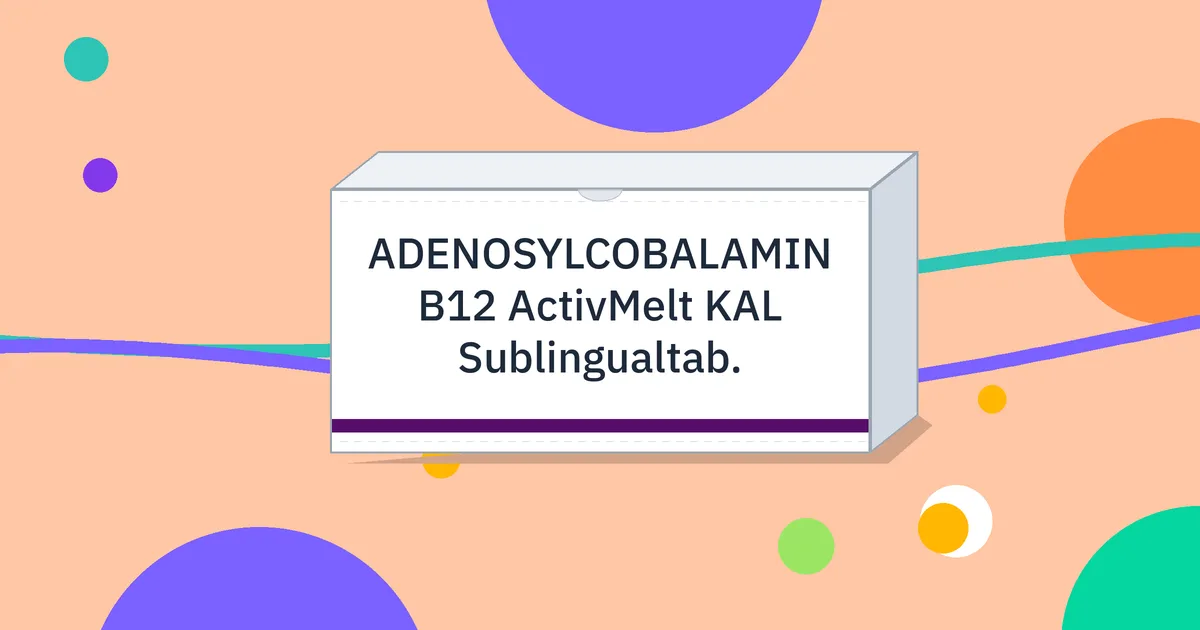 Symbolbild: Packung mit der Aufschrift ADENOSYLCOBALAMIN B12 ActivMelt KAL Sublingualtab. (PZN 17214484) – Verfügbarkeit und Bezug in Apotheken in Frankfurt am Main