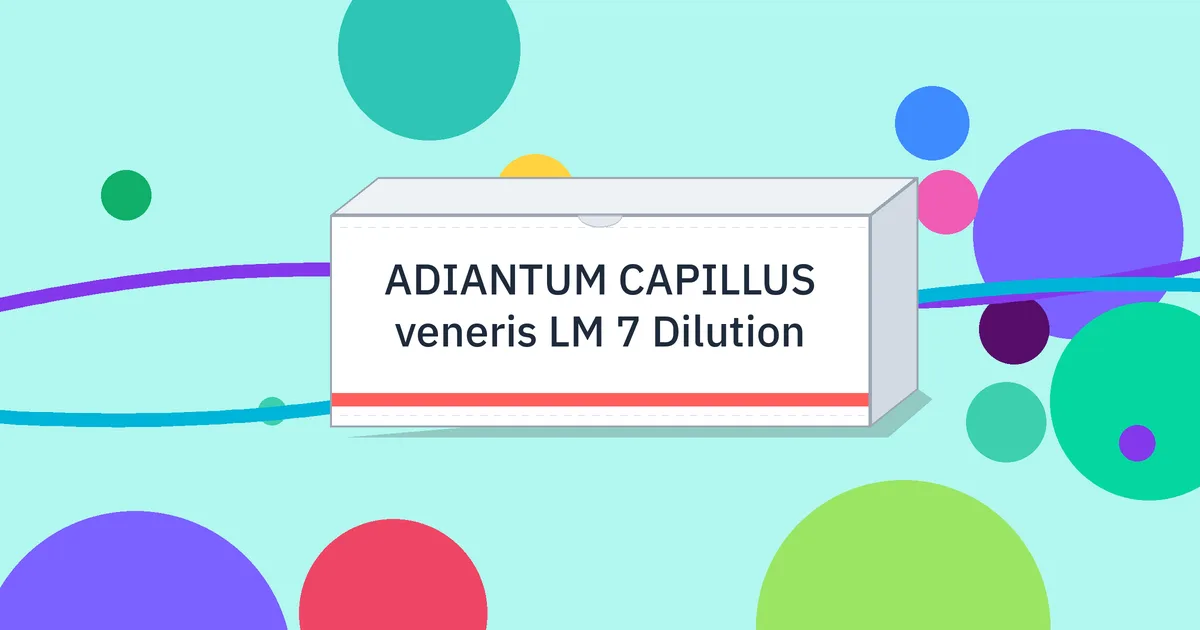Symbolbild: Packung mit der Aufschrift ADIANTUM CAPILLUS veneris LM 7 Dilution (PZN 13295310) – Verfügbarkeit und Bezug in Apotheken in Frankfurt am Main