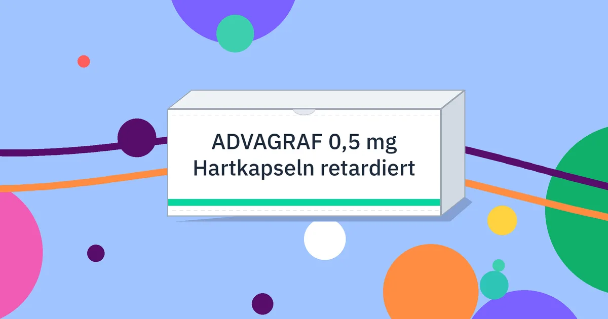 Symbolbild: Packung mit der Aufschrift ADVAGRAF 0,5 mg Hartkapseln retardiert (PZN 00817238) – Verfügbarkeit und Bezug in Apotheken in Frankfurt am Main