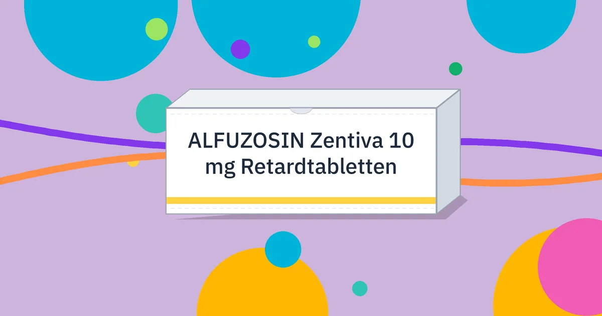 Symbolbild: Packung mit der Aufschrift ALFUZOSIN Zentiva 10 mg Retardtabletten (PZN 11123102) – Verfügbarkeit und Bezug in Apotheken in Frankfurt am Main