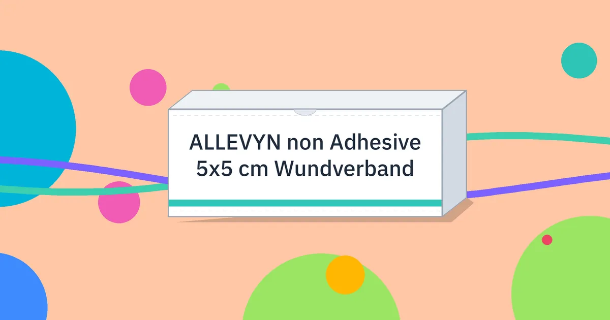 Symbolbild: Packung mit der Aufschrift ALLEVYN non Adhesive 5x5 cm Wundverband (PZN 12542054) – Verfügbarkeit und Bezug in Apotheken in Frankfurt am Main