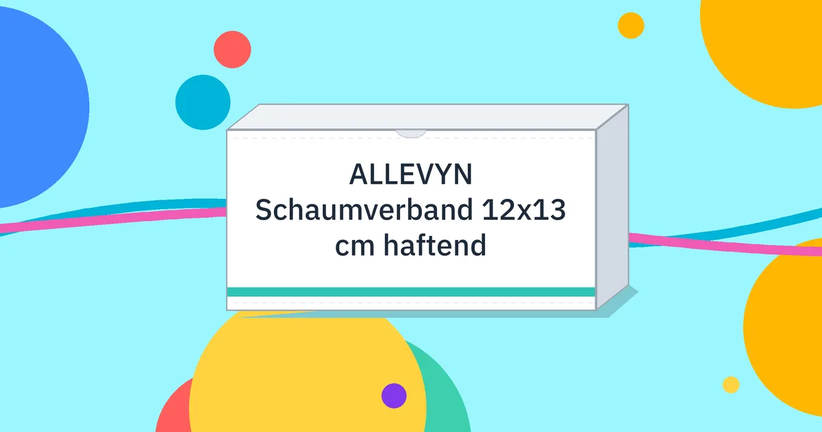 Symbolbild: Packung mit der Aufschrift ALLEVYN Schaumverband 12x13 cm haftend (PZN 20608844) – Verfügbarkeit und Bezug in Apotheken in Frankfurt am Main