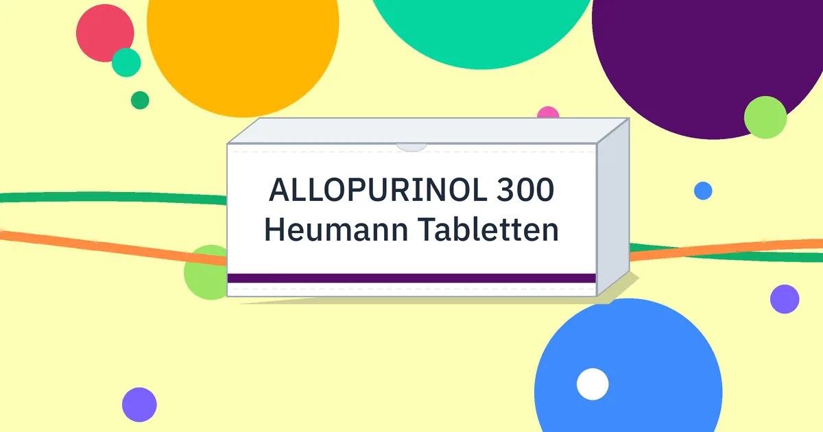 Symbolbild: Packung mit der Aufschrift ALLOPURINOL 300 Heumann Tabletten (PZN 01564934) – Verfügbarkeit und Bezug in Apotheken in Frankfurt am Main