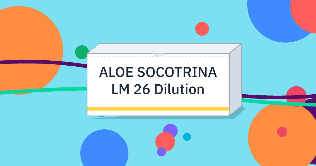 Symbolbild: Packung mit der Aufschrift ALOE SOCOTRINA LM 26 Dilution (PZN 13313568) – Verfügbarkeit und Bezug in Apotheken in Frankfurt am Main