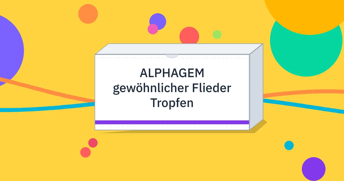 Symbolbild: Packung mit der Aufschrift ALPHAGEM gewöhnlicher Flieder Tropfen (PZN 20298125) – Verfügbarkeit und Bezug in Apotheken in Frankfurt am Main