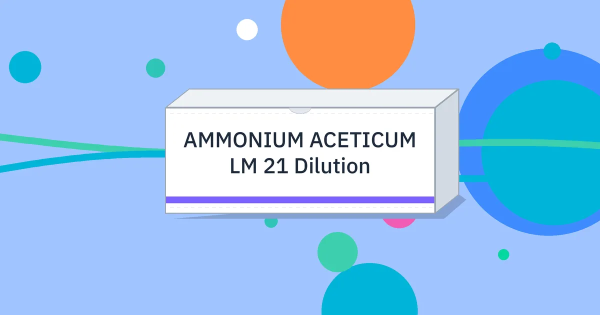 Symbolbild: Packung mit der Aufschrift AMMONIUM ACETICUM LM 21 Dilution (PZN 13319559) – Verfügbarkeit und Bezug in Apotheken in Frankfurt am Main