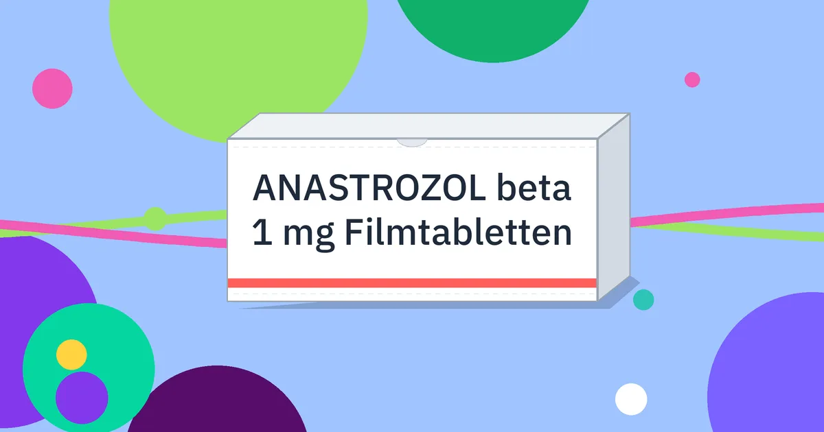 Symbolbild: Packung mit der Aufschrift ANASTROZOL beta 1 mg Filmtabletten (PZN 09002963) – Verfügbarkeit und Bezug in Apotheken in Frankfurt am Main