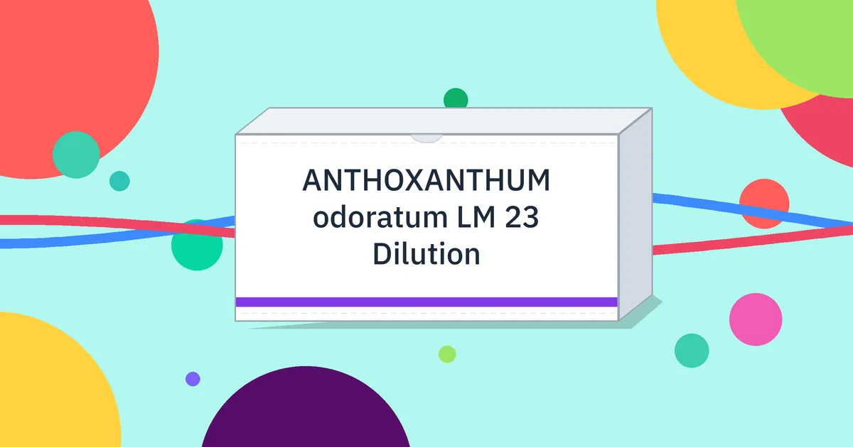 Symbolbild: Packung mit der Aufschrift ANTHOXANTHUM odoratum LM 23 Dilution (PZN 13369971) – Verfügbarkeit und Bezug in Apotheken in Frankfurt am Main