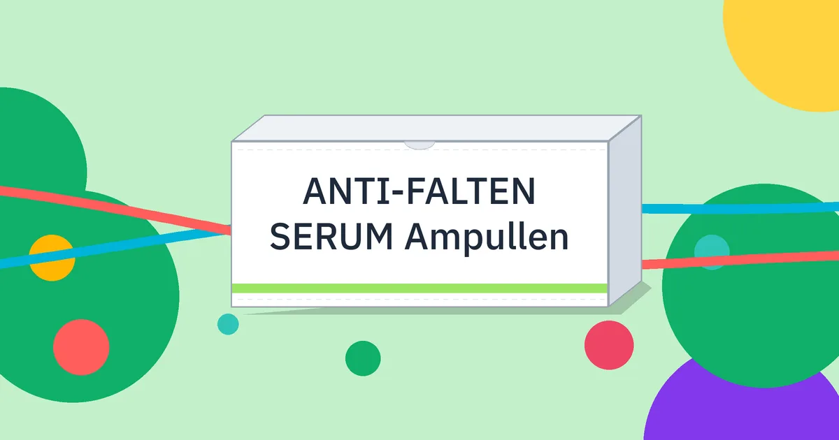 Symbolbild: Packung mit der Aufschrift ANTI-FALTEN SERUM Ampullen (PZN 16758354) – Verfügbarkeit und Bezug in Apotheken in Frankfurt am Main