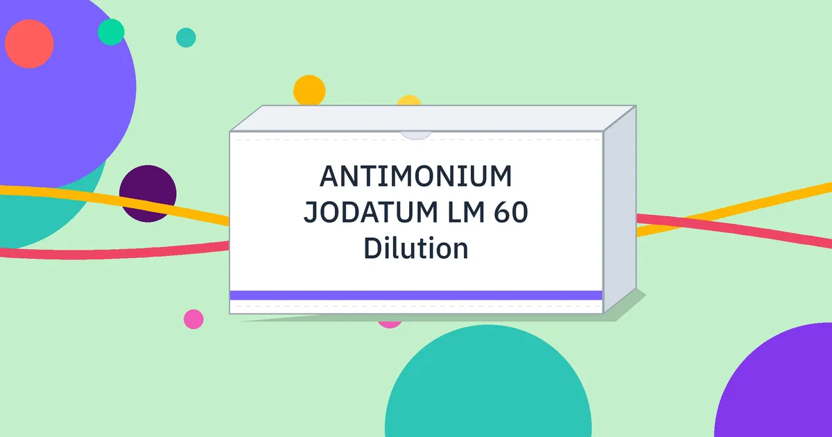 Symbolbild: Packung mit der Aufschrift ANTIMONIUM JODATUM LM 60 Dilution (PZN 12764470) – Verfügbarkeit und Bezug in Apotheken in Frankfurt am Main