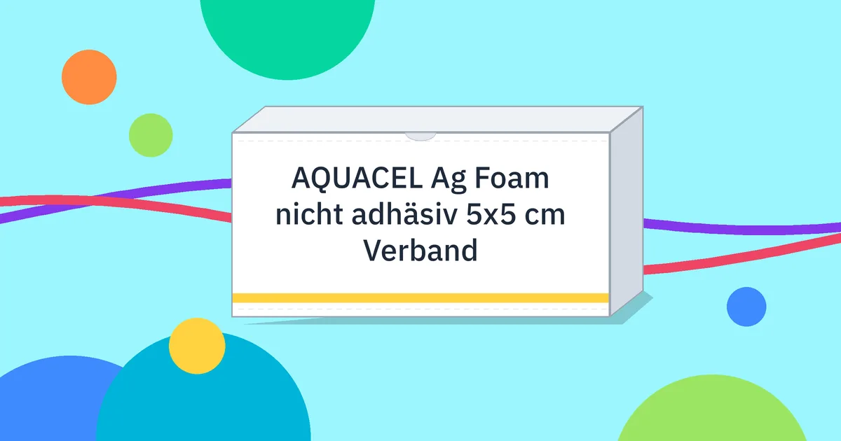 Symbolbild: Packung mit der Aufschrift AQUACEL Ag Foam nicht adhäsiv 5x5 cm Verband (PZN 18126138) – Verfügbarkeit und Bezug in Apotheken in Frankfurt am Main