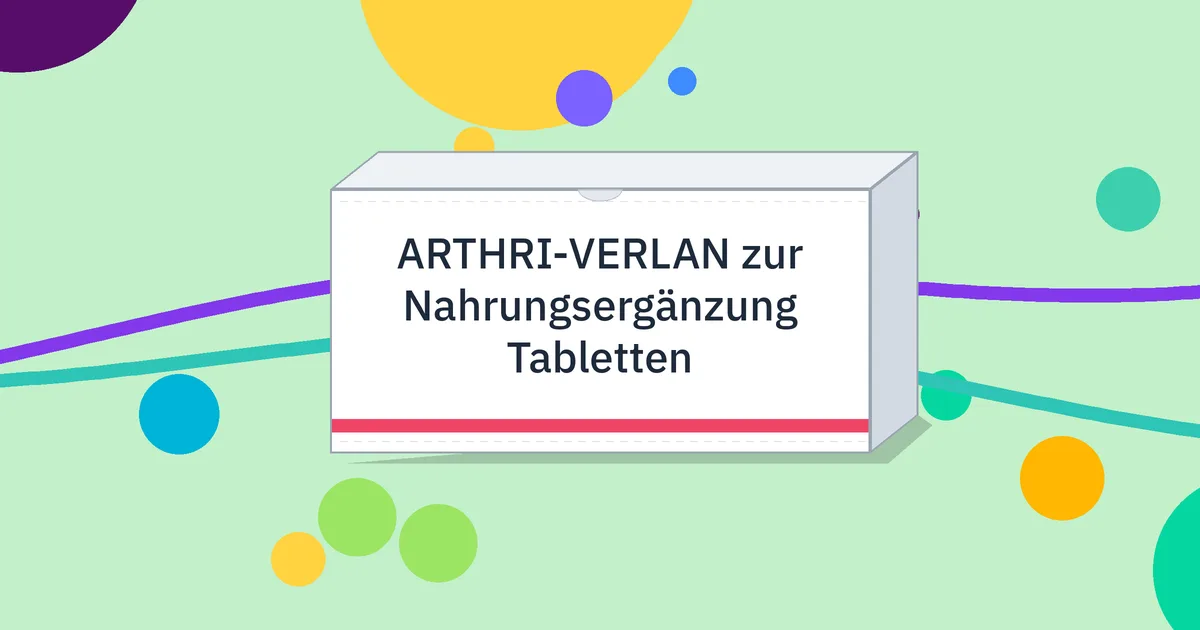 Symbolbild: Packung mit der Aufschrift ARTHRI-VERLAN zur Nahrungsergänzung Tabletten (PZN 17582868) – Verfügbarkeit und Bezug in Apotheken in Frankfurt am Main