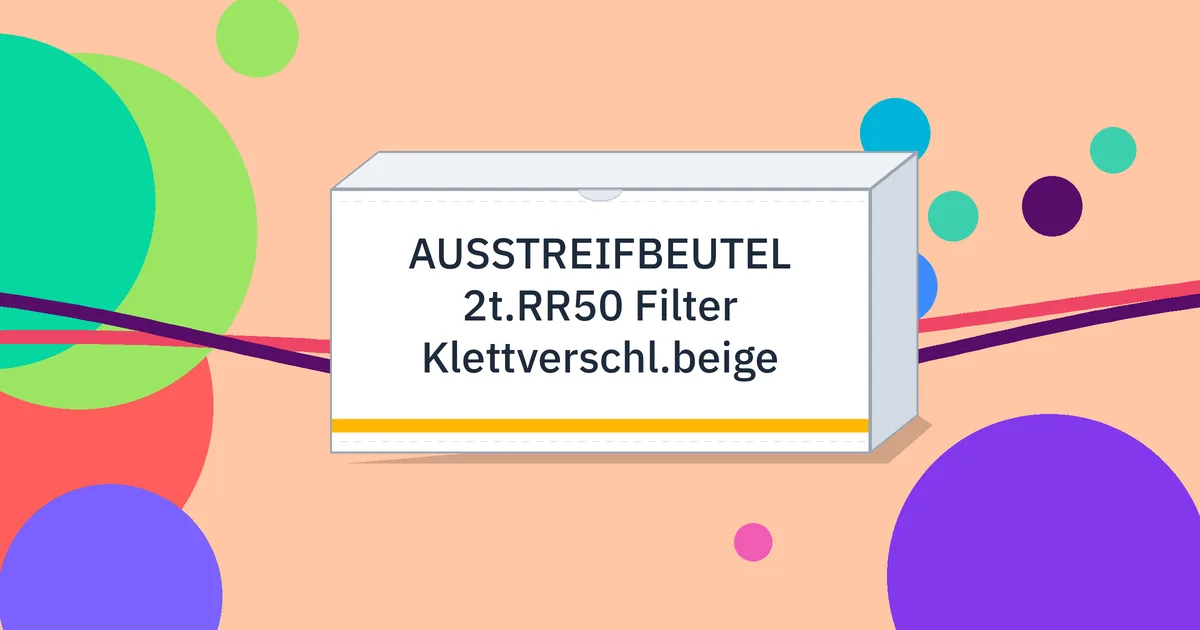 Symbolbild: Packung mit der Aufschrift AUSSTREIFBEUTEL 2t.RR50 Filter Klettverschl.beige (PZN 10046049) – Verfügbarkeit und Bezug in Apotheken in Frankfurt am Main