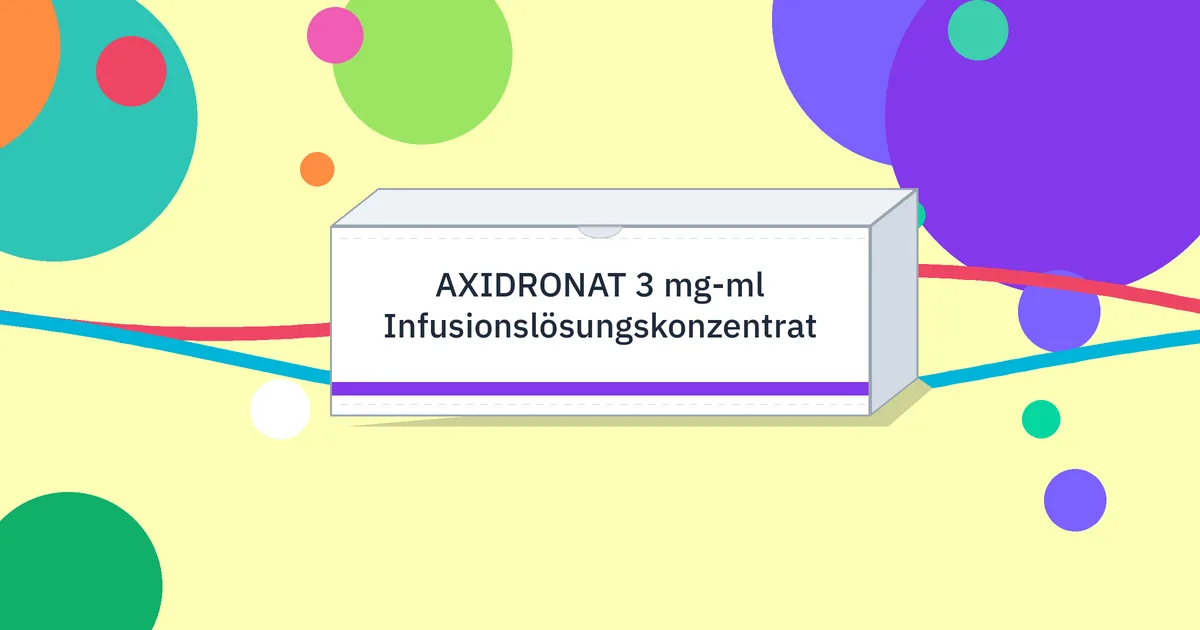 Symbolbild: Packung mit der Aufschrift AXIDRONAT 3 mg-ml Infusionslösungskonzentrat (PZN 05965363) – Verfügbarkeit und Bezug in Apotheken in Frankfurt am Main