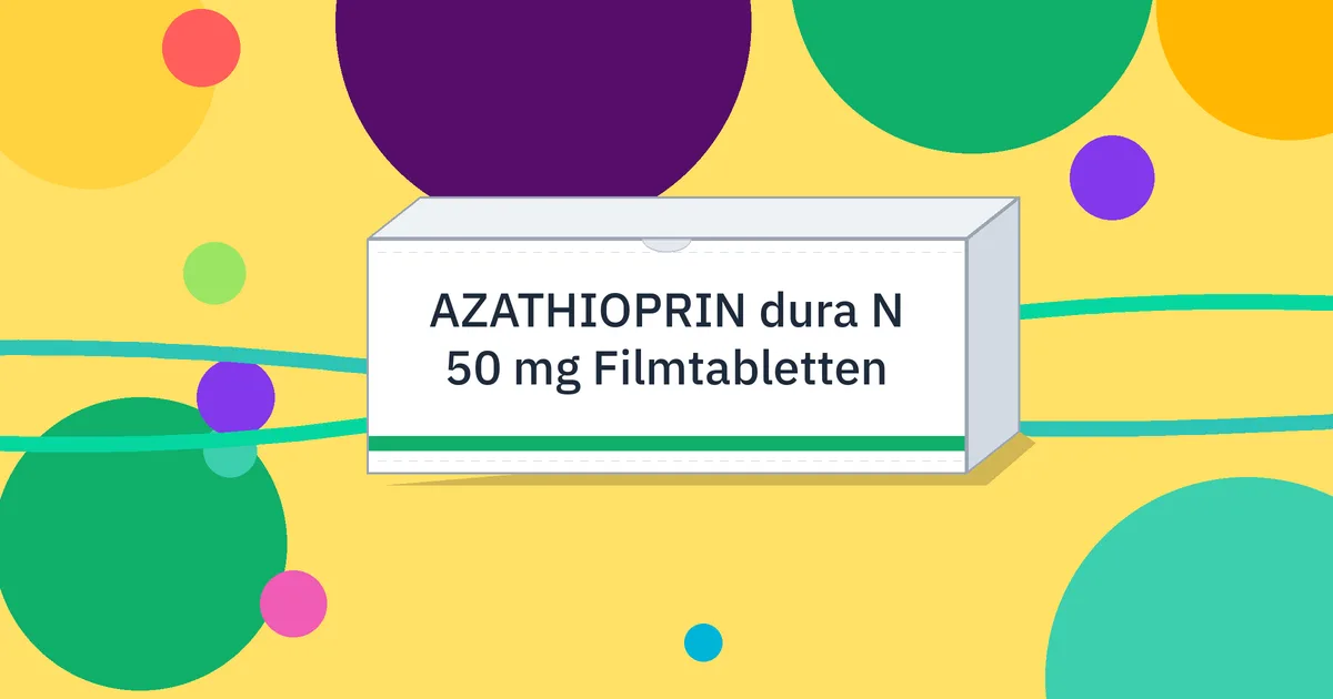 Symbolbild: Packung mit der Aufschrift AZATHIOPRIN dura N 50 mg Filmtabletten (PZN 05385269) – Verfügbarkeit und Bezug in Apotheken in Frankfurt am Main