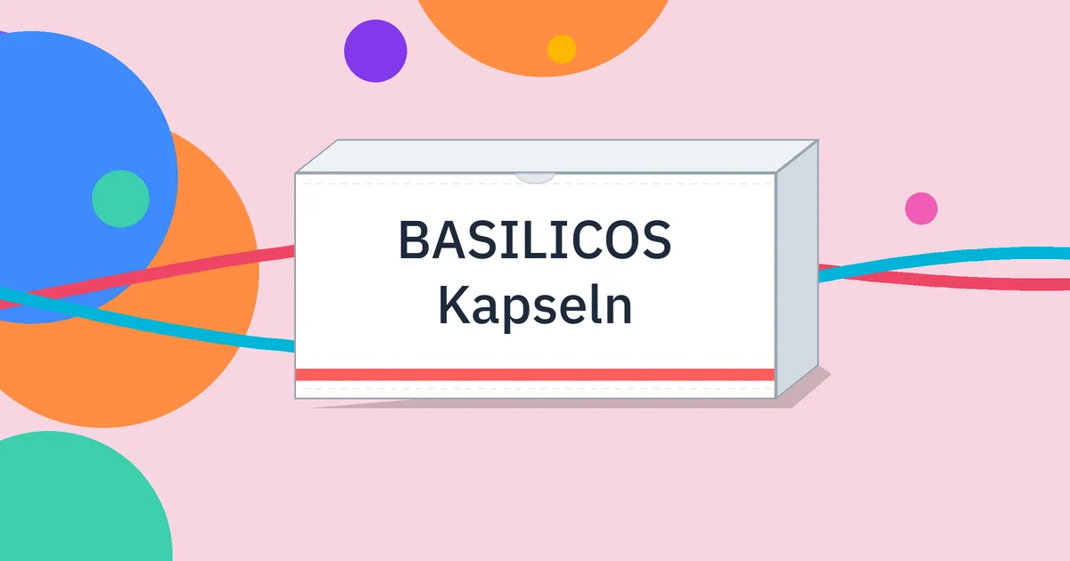 Symbolbild: Packung mit der Aufschrift BASILICOS Kapseln (PZN 06156921) – Verfügbarkeit und Bezug in Apotheken in Frankfurt am Main