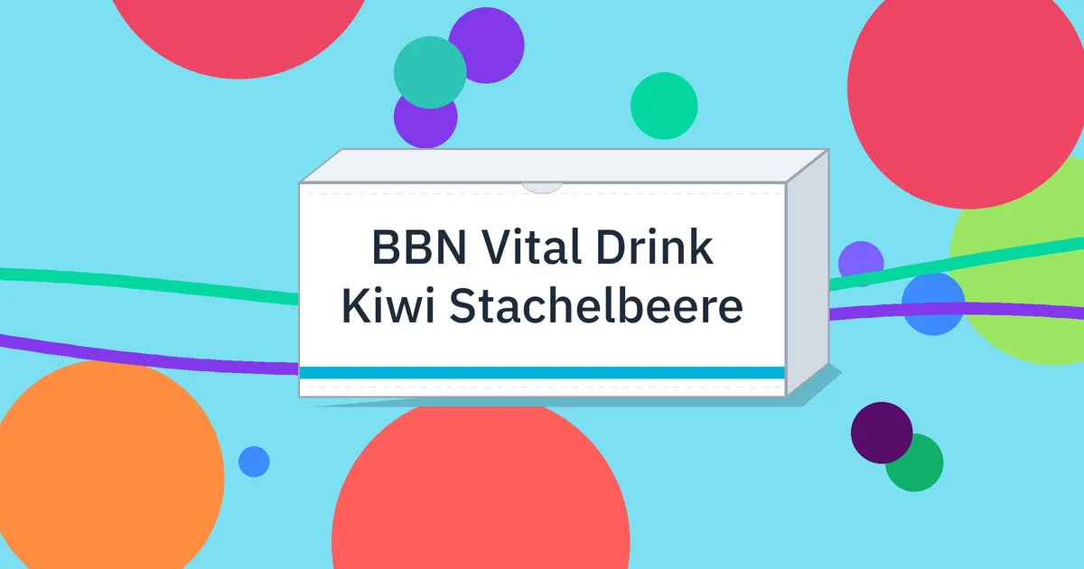 Symbolbild: Packung mit der Aufschrift BBN Vital Drink Kiwi Stachelbeere (PZN 16761043) – Verfügbarkeit und Bezug in Apotheken in Frankfurt am Main