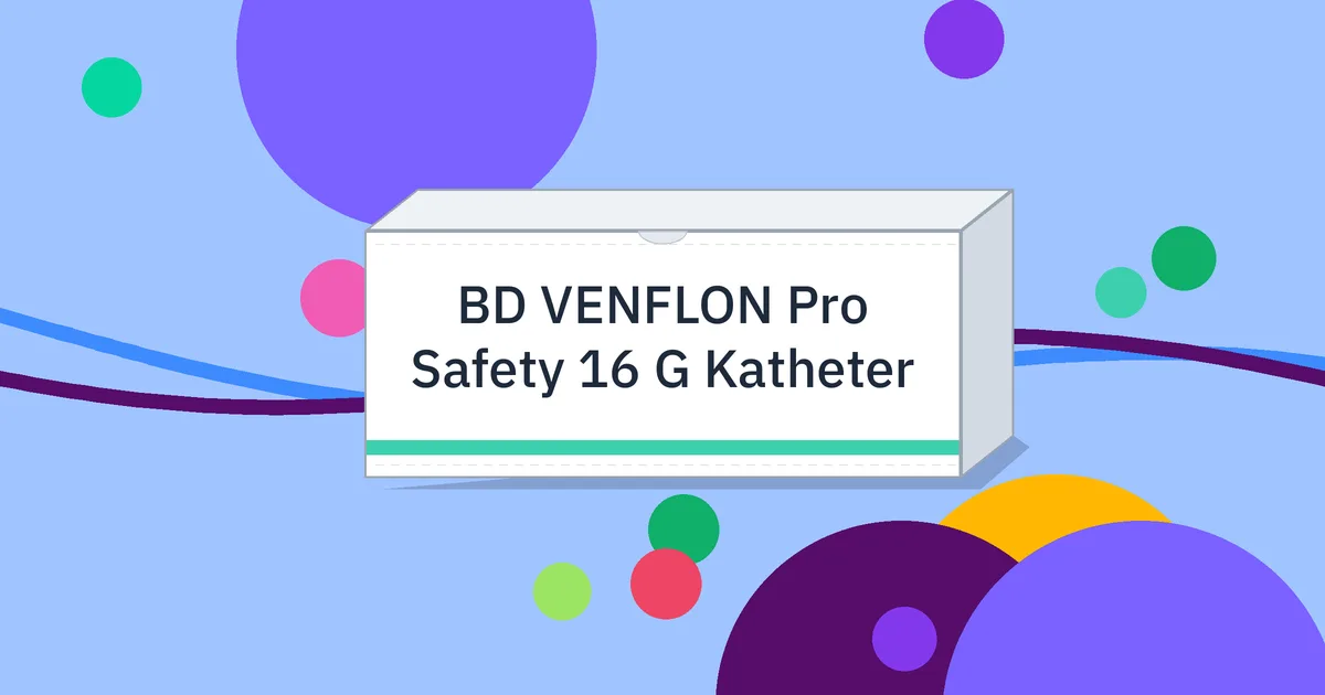 Symbolbild: Packung mit der Aufschrift BD VENFLON Pro Safety 16 G Katheter (PZN 07558751) – Verfügbarkeit und Bezug in Apotheken in Frankfurt am Main