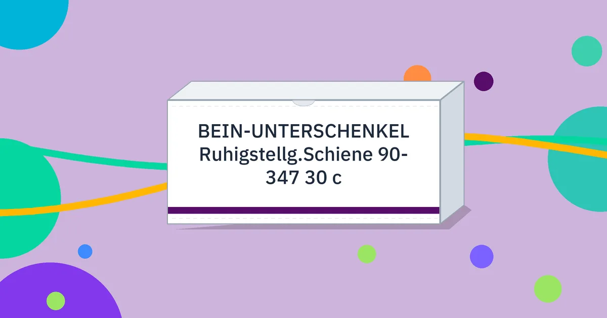 Symbolbild: Packung mit der Aufschrift BEIN-UNTERSCHENKEL Ruhigstellg.Schiene 90-347 30 c (PZN 10167451) – Verfügbarkeit und Bezug in Apotheken in Frankfurt am Main