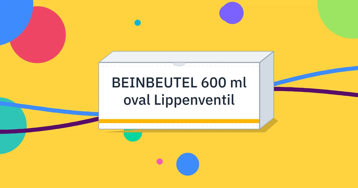 Symbolbild: Packung mit der Aufschrift BEINBEUTEL 600 ml oval Lippenventil (PZN 04428545) – Verfügbarkeit und Bezug in Apotheken in Frankfurt am Main