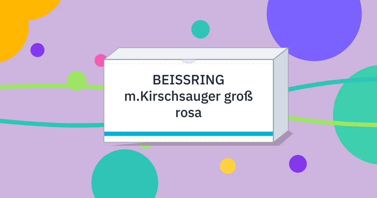 Symbolbild: Packung mit der Aufschrift BEISSRING m.Kirschsauger groß rosa (PZN 01724220) – Verfügbarkeit und Bezug in Apotheken in Frankfurt am Main
