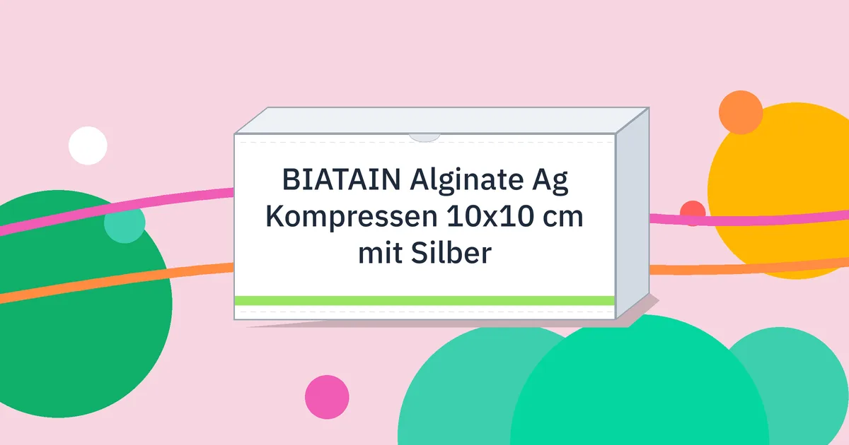 Symbolbild: Packung mit der Aufschrift BIATAIN Alginate Ag Kompressen 10x10 cm mit Silber (PZN 18125848) – Verfügbarkeit und Bezug in Apotheken in Frankfurt am Main