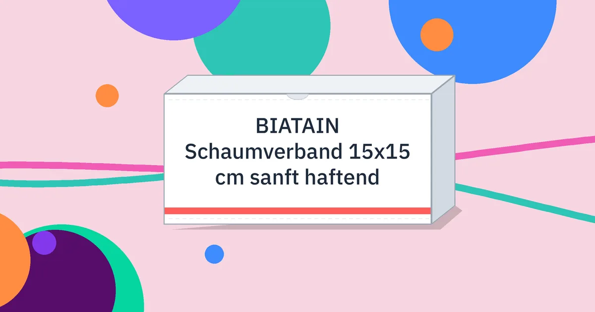 Symbolbild: Packung mit der Aufschrift BIATAIN Schaumverband 15x15 cm sanft haftend (PZN 05383951) – Verfügbarkeit und Bezug in Apotheken in Frankfurt am Main