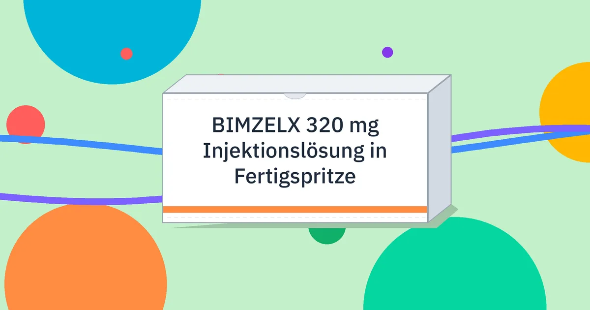 Symbolbild: Packung mit der Aufschrift BIMZELX 320 mg Injektionslösung in Fertigspritze (PZN 19228958) – Verfügbarkeit und Bezug in Apotheken in Frankfurt am Main