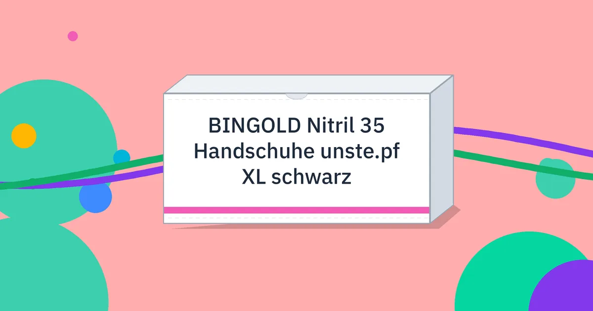 Symbolbild: Packung mit der Aufschrift BINGOLD Nitril 35 Handschuhe unste.pf XL schwarz (PZN 19472279) – Verfügbarkeit und Bezug in Apotheken in Frankfurt am Main