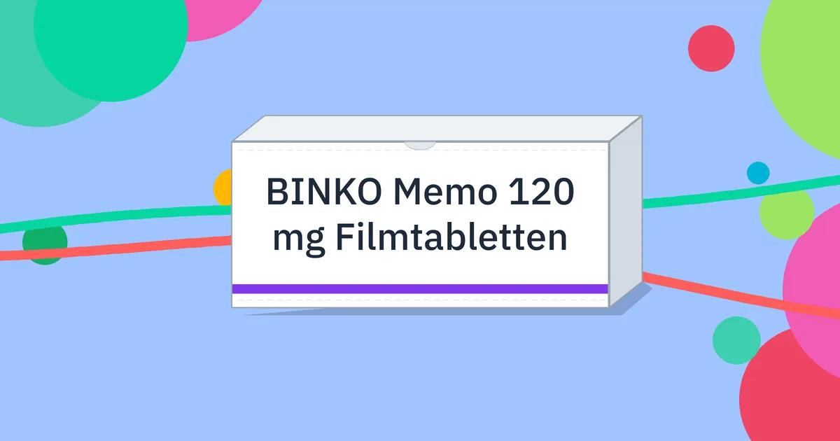 Symbolbild: Packung mit der Aufschrift BINKO Memo 120 mg Filmtabletten (PZN 16168888) – Verfügbarkeit und Bezug in Apotheken in Frankfurt am Main