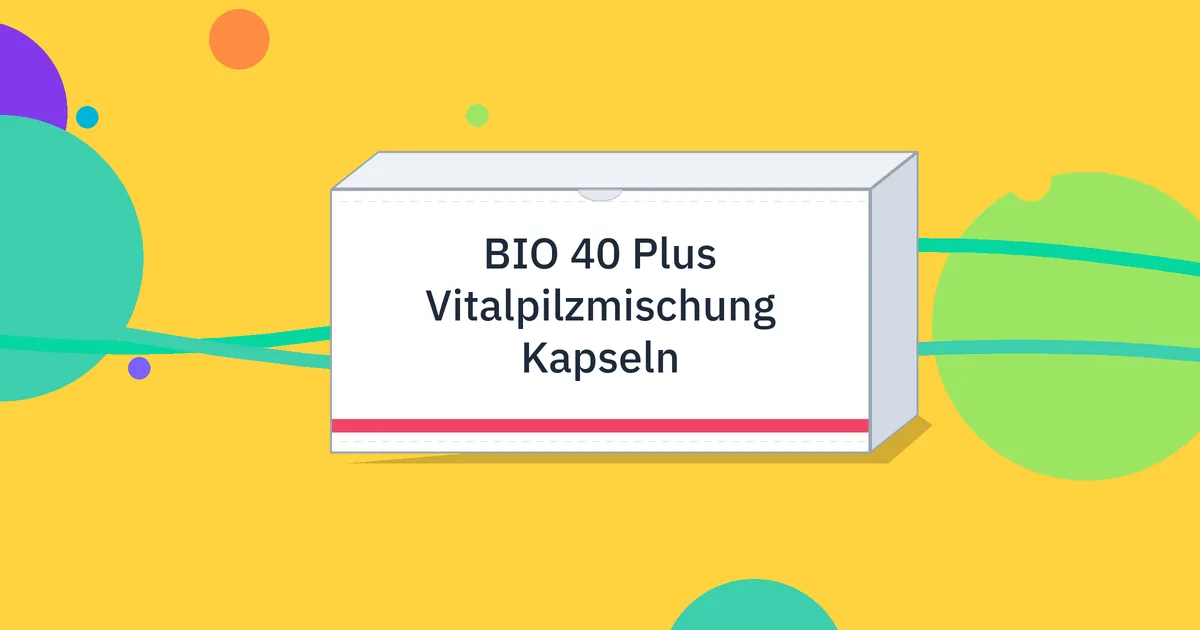 Symbolbild: Packung mit der Aufschrift BIO 40 Plus Vitalpilzmischung Kapseln (PZN 19132543) – Verfügbarkeit und Bezug in Apotheken in Frankfurt am Main