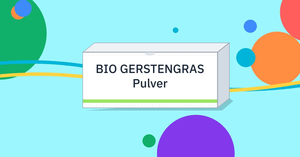 Symbolbild: Packung mit der Aufschrift BIO GERSTENGRAS Pulver (PZN 13336055) – Verfügbarkeit und Bezug in Apotheken in Frankfurt am Main