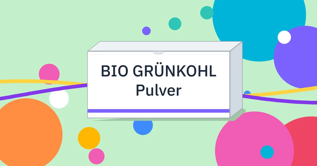 Symbolbild: Packung mit der Aufschrift BIO GRÜNKOHL Pulver (PZN 19307623) – Verfügbarkeit und Bezug in Apotheken in Frankfurt am Main