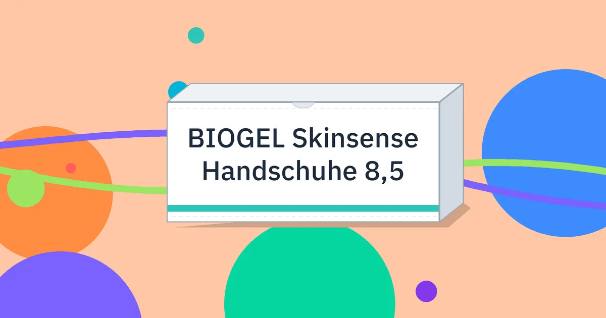 Symbolbild: Packung mit der Aufschrift BIOGEL Skinsense Handschuhe 8,5 (PZN 04702288) – Verfügbarkeit und Bezug in Apotheken in Frankfurt am Main