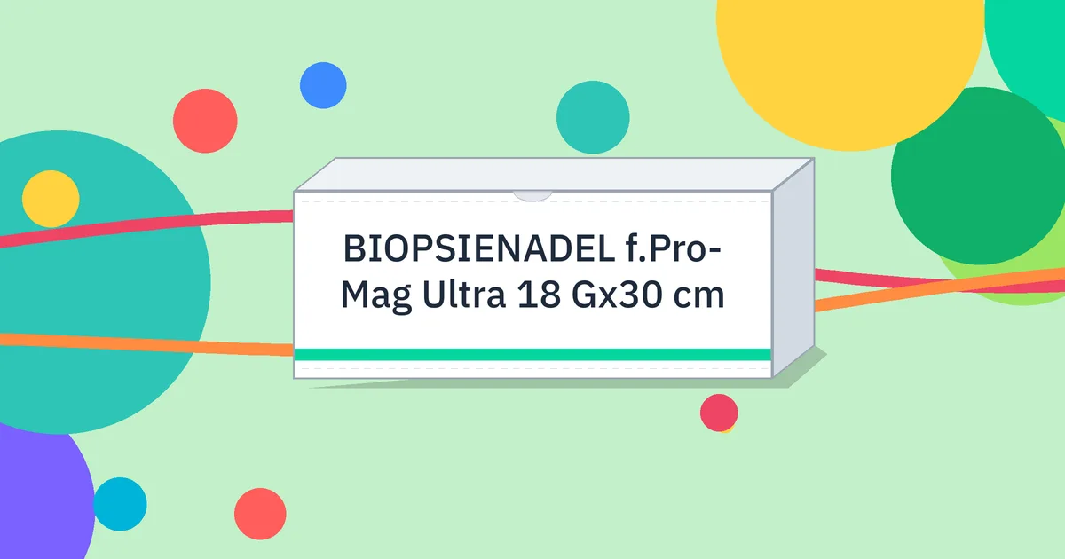 Symbolbild: Packung mit der Aufschrift BIOPSIENADEL f.Pro-Mag Ultra 18 Gx30 cm (PZN 07566762) – Verfügbarkeit und Bezug in Apotheken in Frankfurt am Main