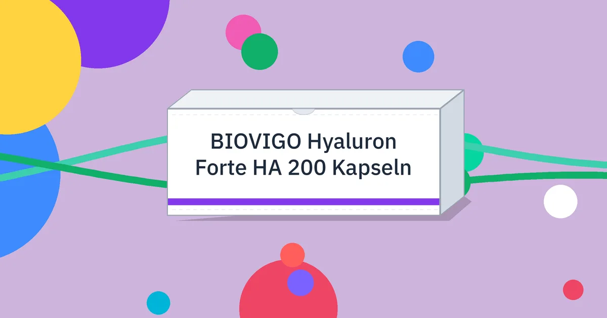 Symbolbild: Packung mit der Aufschrift BIOVIGO Hyaluron Forte HA 200 Kapseln (PZN 17262017) – Verfügbarkeit und Bezug in Apotheken in Frankfurt am Main