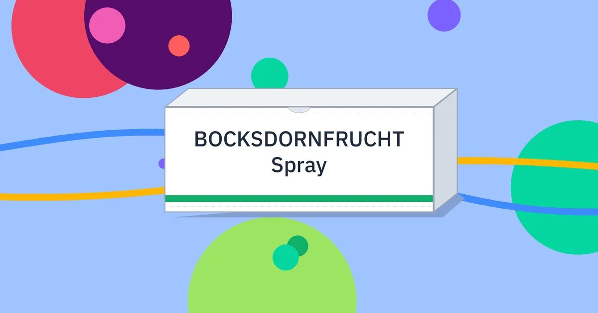 Symbolbild: Packung mit der Aufschrift BOCKSDORNFRUCHT Spray (PZN 19418392) – Verfügbarkeit und Bezug in Apotheken in Frankfurt am Main