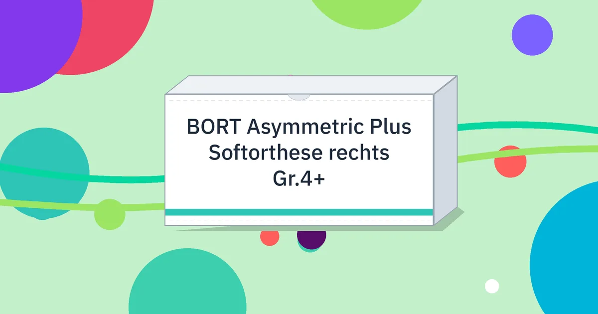 Symbolbild: Packung mit der Aufschrift BORT Asymmetric Plus Softorthese rechts Gr.4+ (PZN 16843261) – Verfügbarkeit und Bezug in Apotheken in Frankfurt am Main
