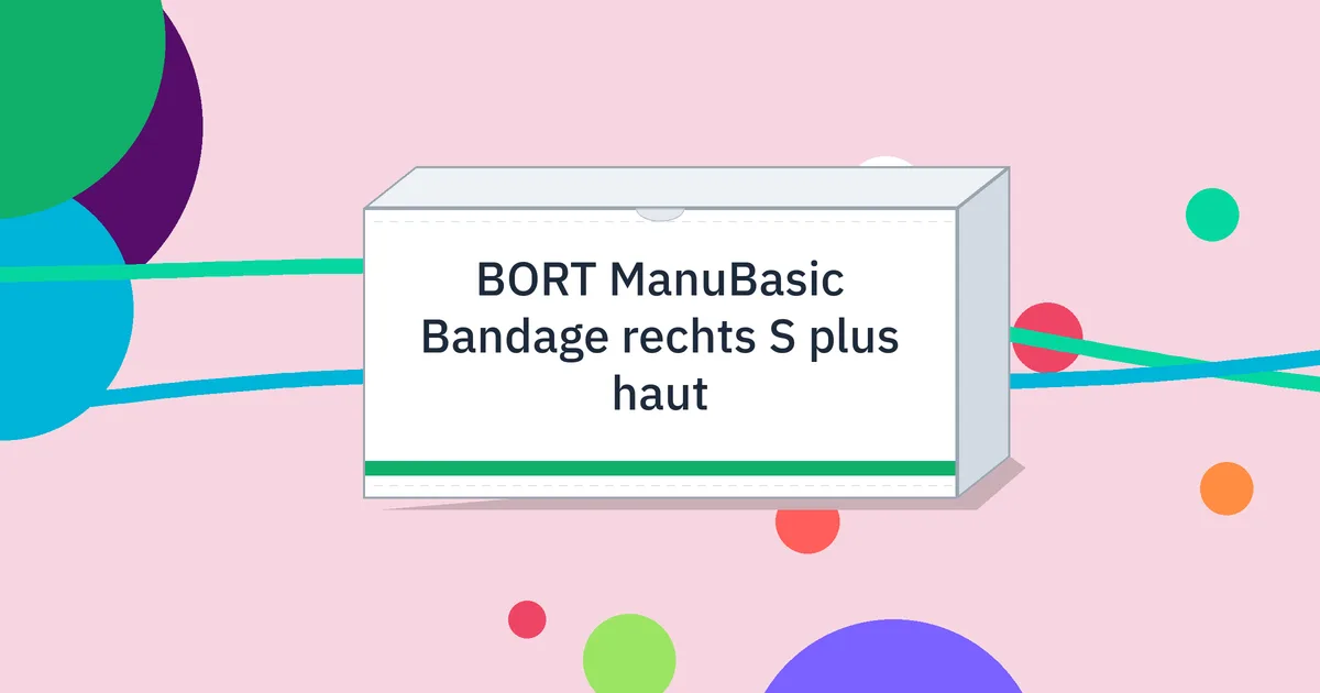 Symbolbild: Packung mit der Aufschrift BORT ManuBasic Bandage rechts S plus haut (PZN 16317704) – Verfügbarkeit und Bezug in Apotheken in Frankfurt am Main