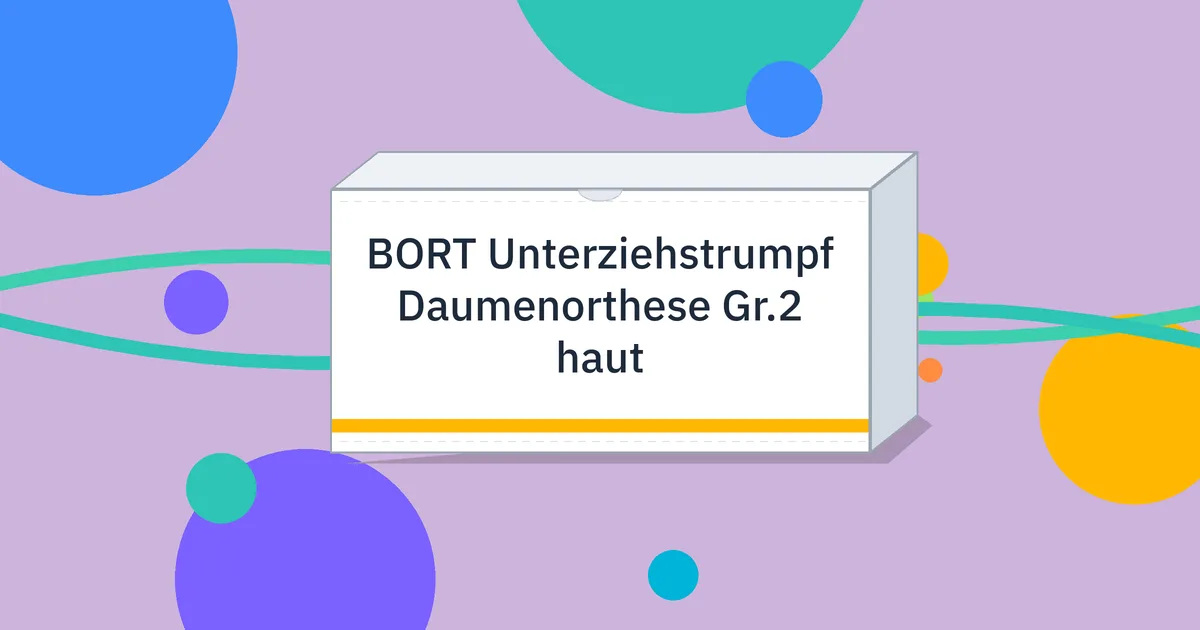 Symbolbild: Packung mit der Aufschrift BORT Unterziehstrumpf Daumenorthese Gr.2 haut (PZN 06084647) – Verfügbarkeit und Bezug in Apotheken in Frankfurt am Main