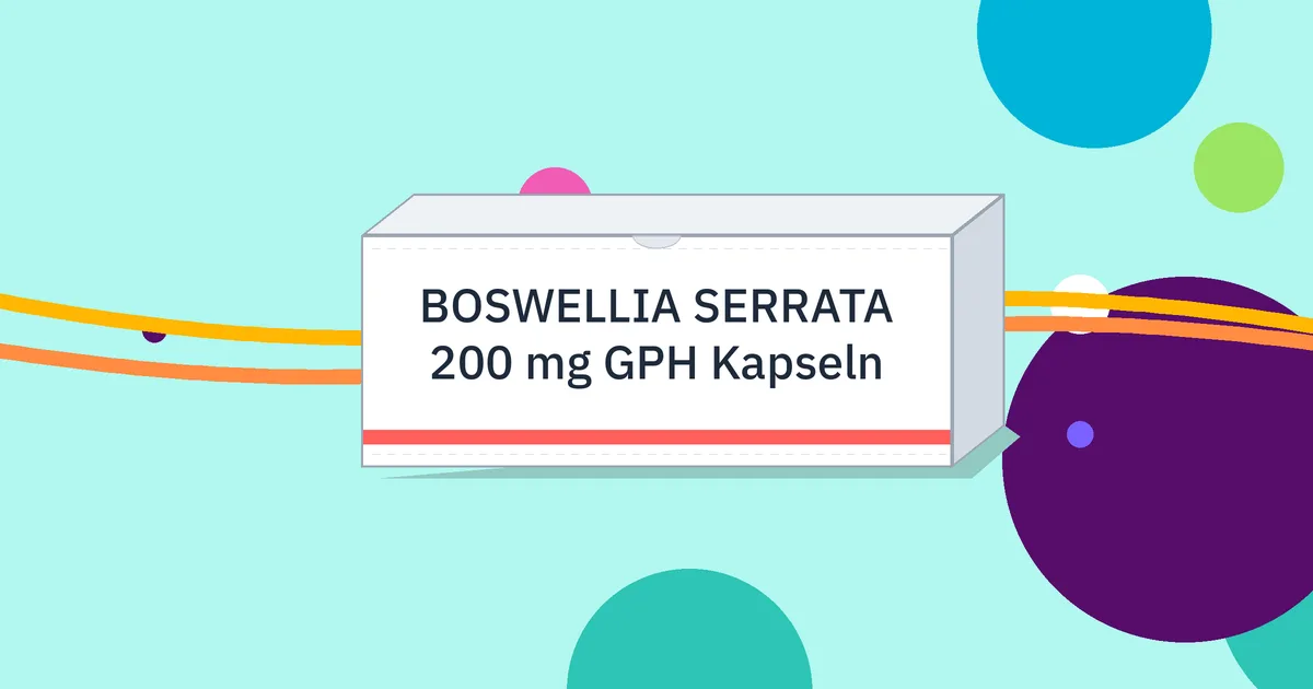 Symbolbild: Packung mit der Aufschrift BOSWELLIA SERRATA 200 mg GPH Kapseln (PZN 09528501) – Verfügbarkeit und Bezug in Apotheken in Frankfurt am Main