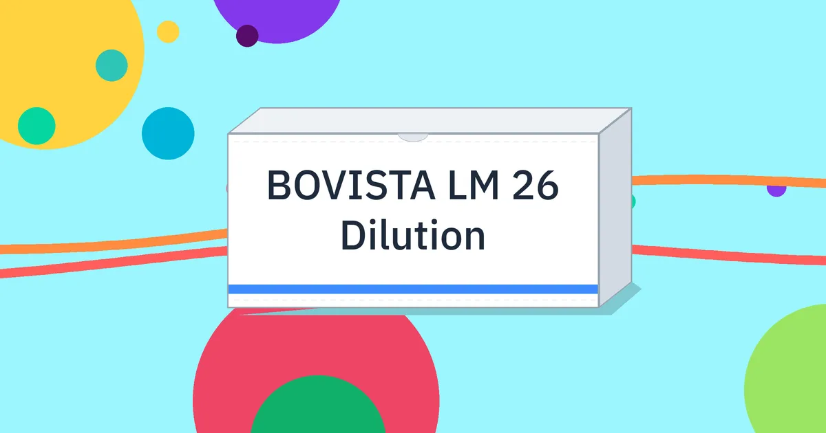 Symbolbild: Packung mit der Aufschrift BOVISTA LM 26 Dilution (PZN 13394265) – Verfügbarkeit und Bezug in Apotheken in Frankfurt am Main
