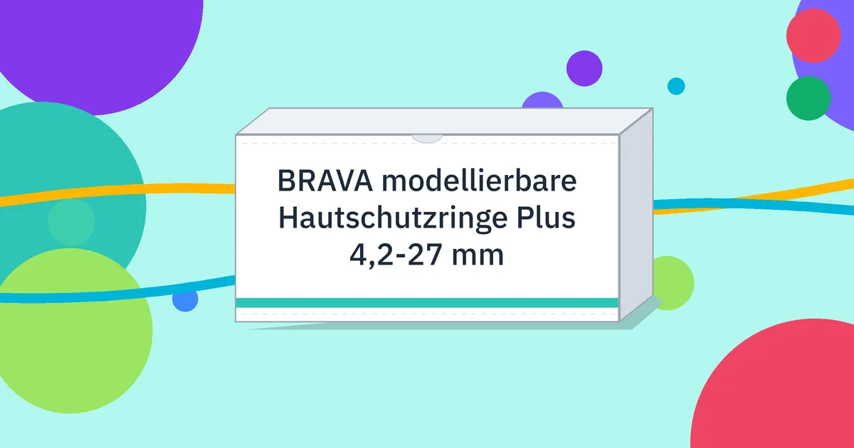 Symbolbild: Packung mit der Aufschrift BRAVA modellierbare Hautschutzringe Plus 4,2-27 mm (PZN 15564346) – Verfügbarkeit und Bezug in Apotheken in Frankfurt am Main