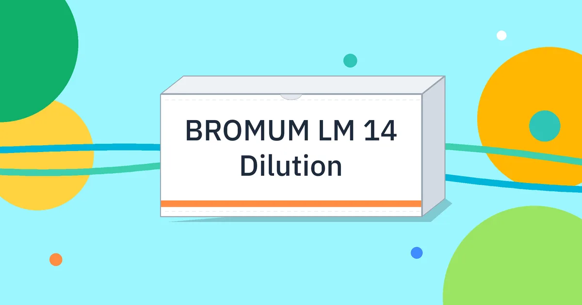 Symbolbild: Packung mit der Aufschrift BROMUM LM 14 Dilution (PZN 12796576) – Verfügbarkeit und Bezug in Apotheken in Frankfurt am Main