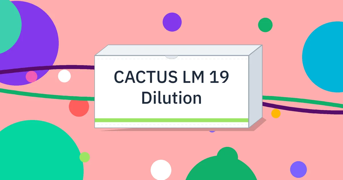 Symbolbild: Packung mit der Aufschrift CACTUS LM 19 Dilution (PZN 12797498) – Verfügbarkeit und Bezug in Apotheken in Frankfurt am Main