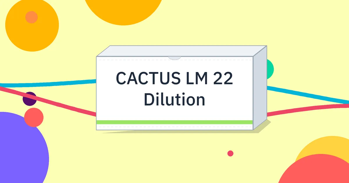 Symbolbild: Packung mit der Aufschrift CACTUS LM 22 Dilution (PZN 12797529) – Verfügbarkeit und Bezug in Apotheken in Frankfurt am Main