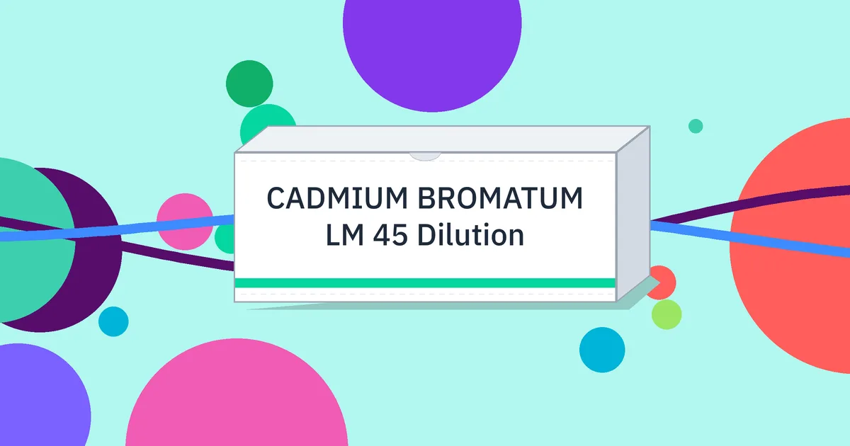 Symbolbild: Packung mit der Aufschrift CADMIUM BROMATUM LM 45 Dilution (PZN 12798090) – Verfügbarkeit und Bezug in Apotheken in Frankfurt am Main